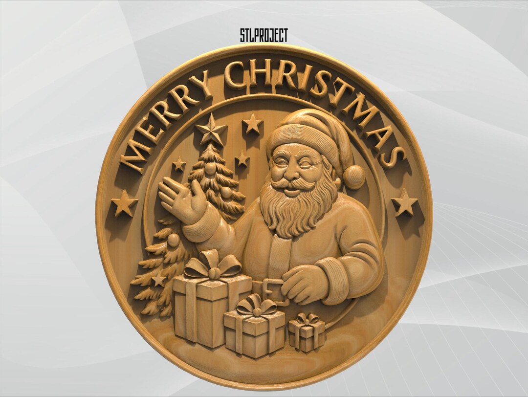 Merry Christmas 3D STL Relief Design - Ideal for CNC, Router, and 3D ...