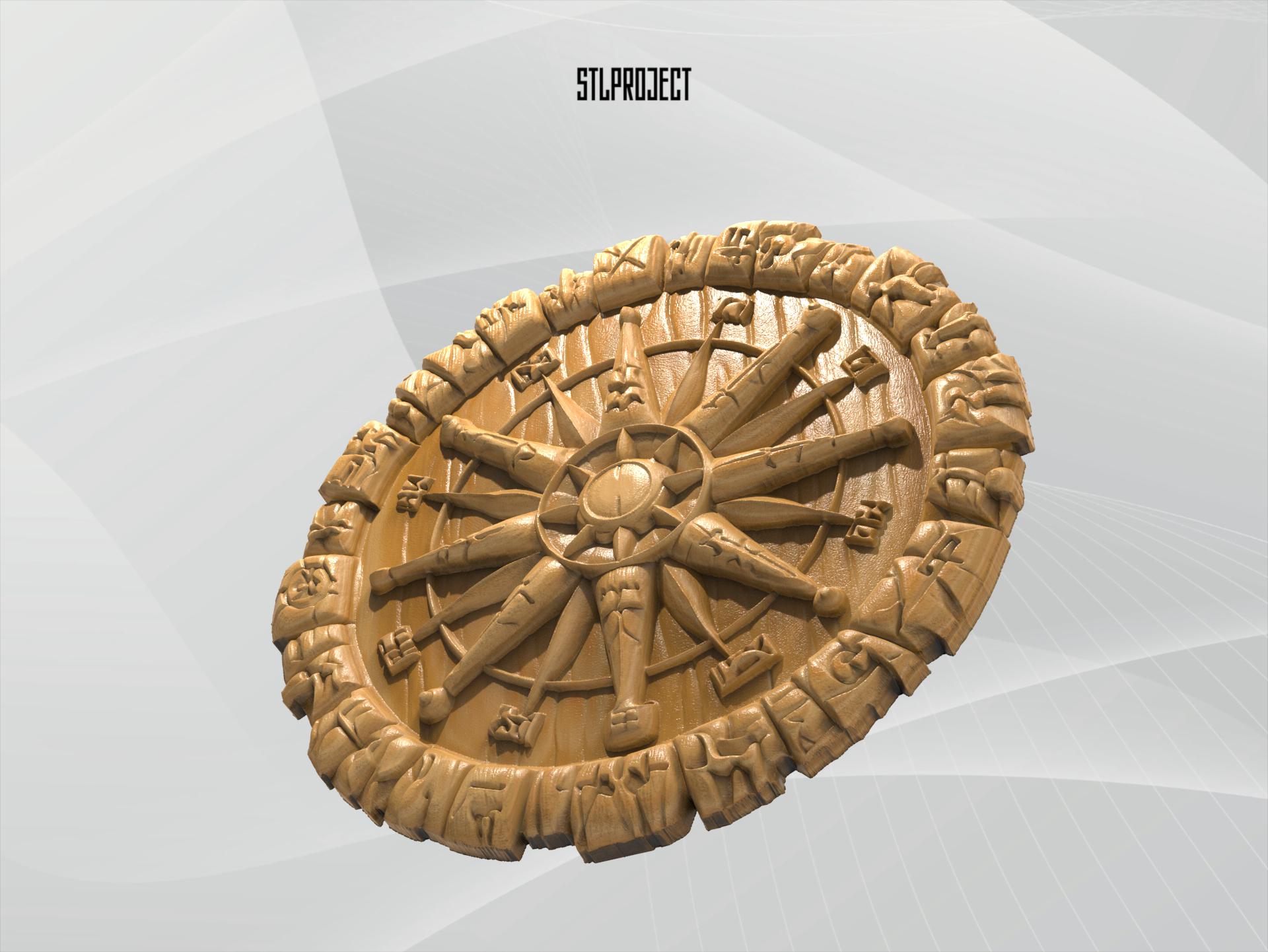 Viking Compass 3D STL Relief Design - Ideal for CNC, Router, and 3D ...