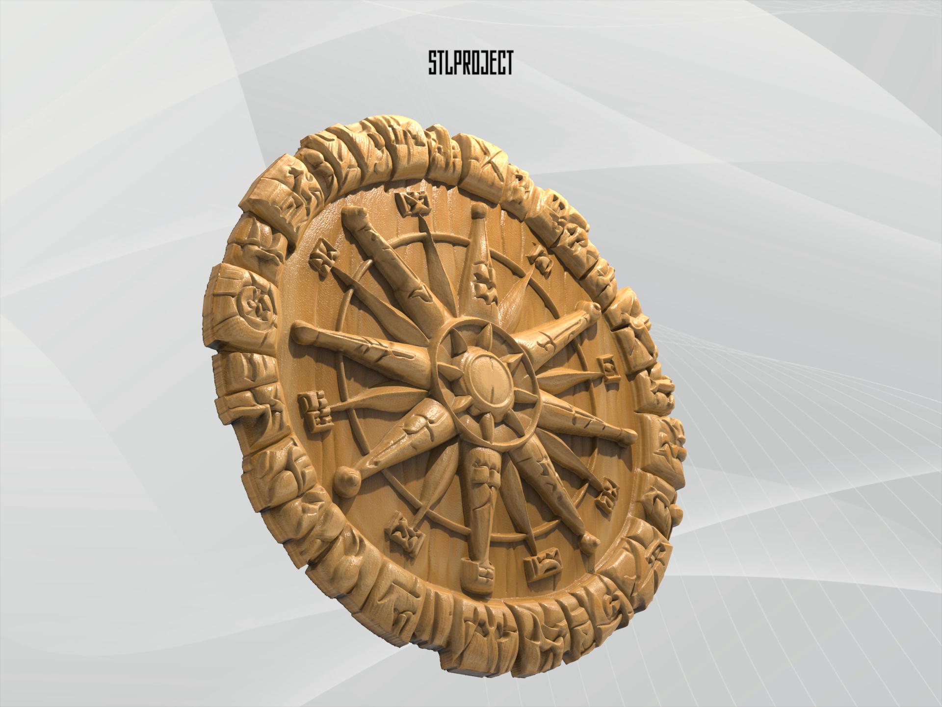 Viking Compass 3D STL Relief Design - Ideal for CNC, Router, and 3D ...