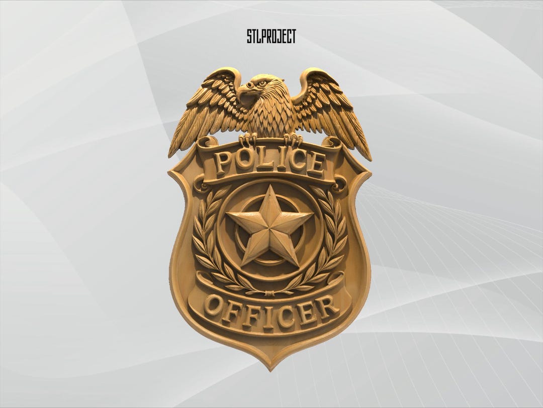 Police Badge 3D STL Relief Design - Ideal for CNC, Router, and 3D ...