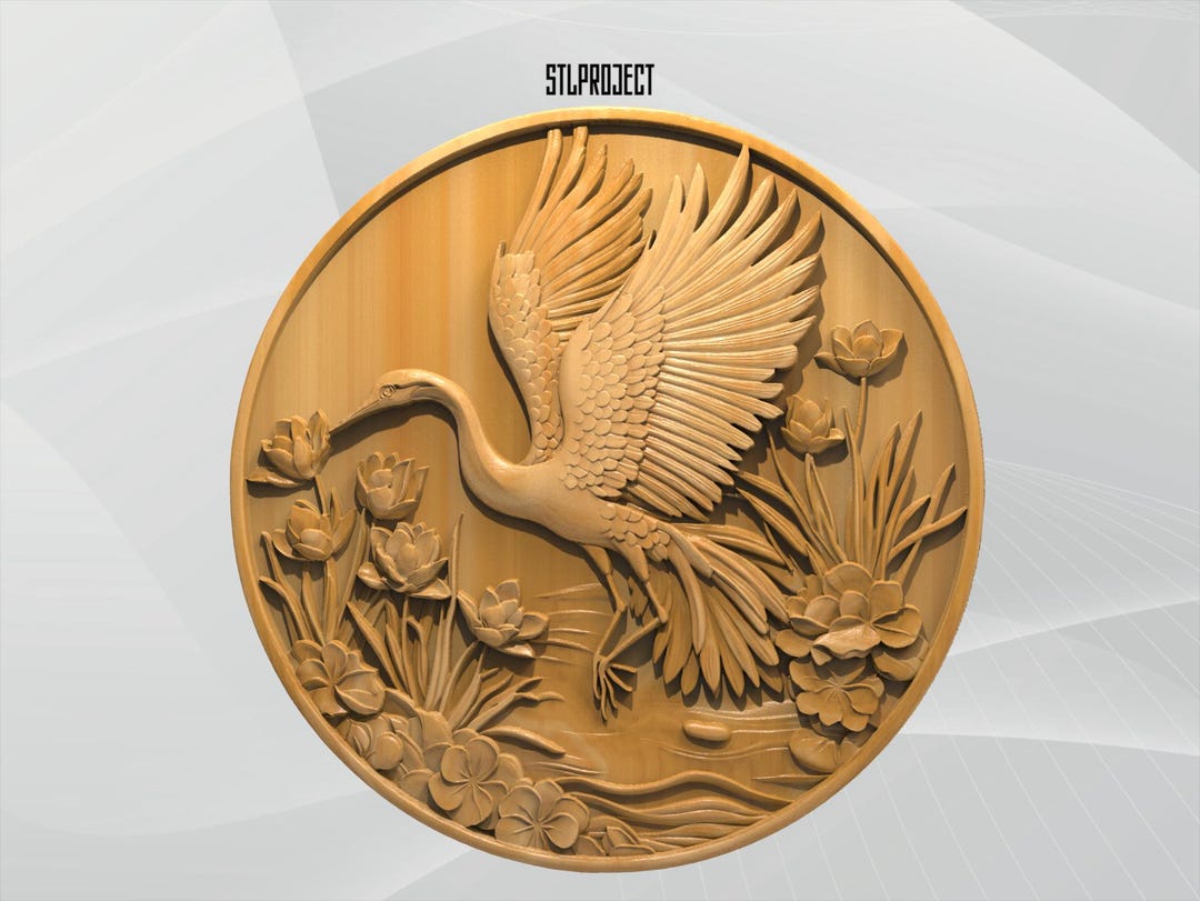Crane 3D STL Relief Design - Ideal for CNC, Router, and 3D Printing ...