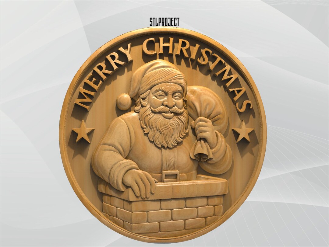 Santa Claus 3D STL Relief Design - Ideal for CNC, Router, and 3D ...