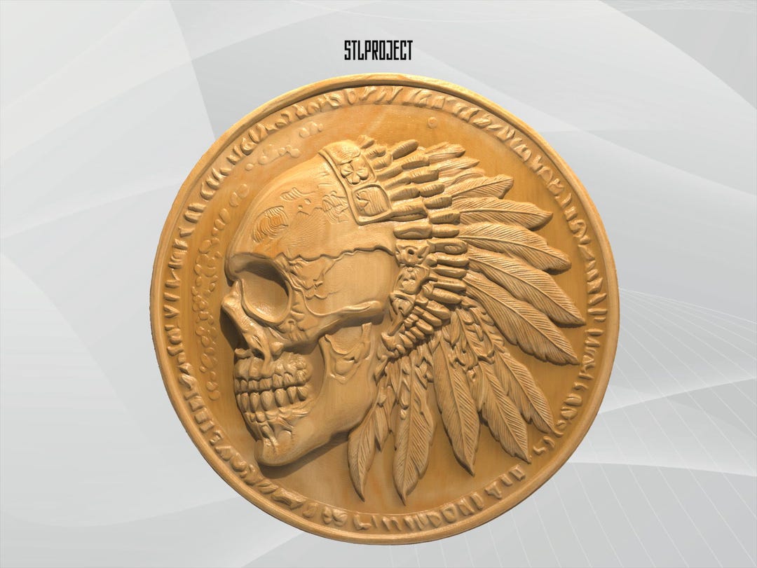 Skull Native 3D STL Relief Design - Ideal for CNC, Router, and 3D ...