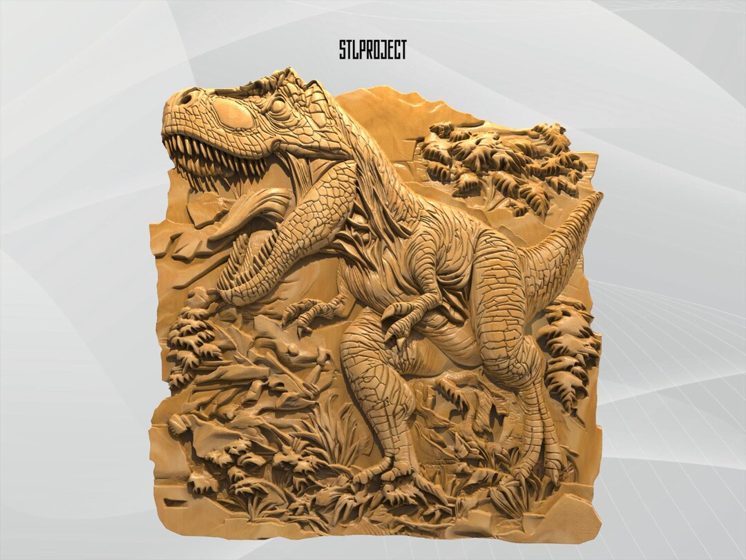 Dinosaur 3D STL Relief Design - Ideal for CNC, Router, and 3D Printing ...