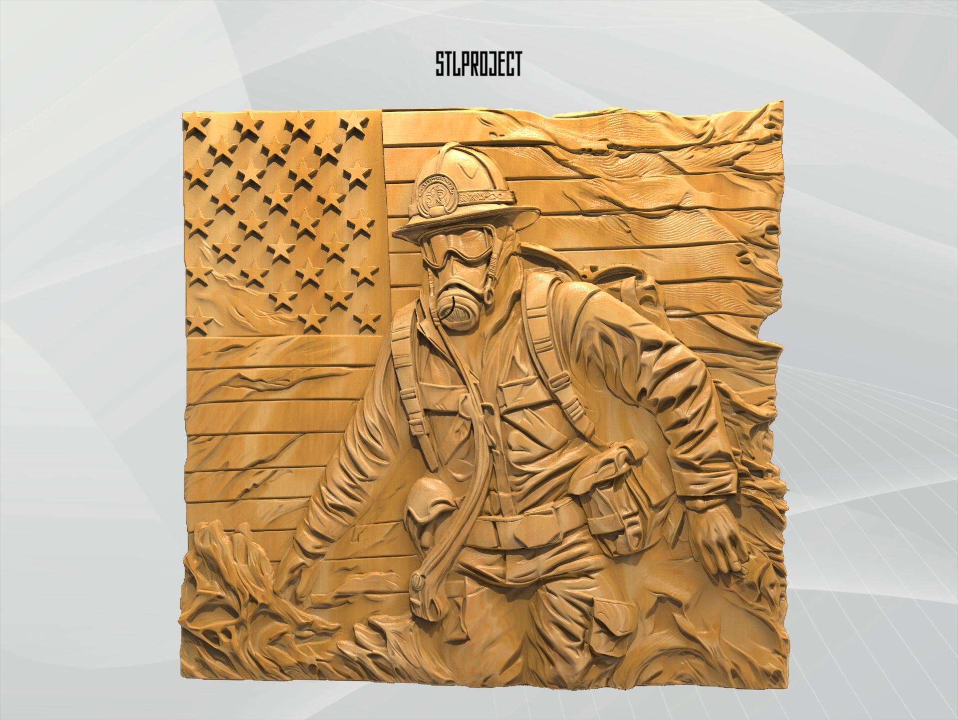 Firefighter USA 3D STL Relief Design - Ideal for CNC, Router, and 3D ...