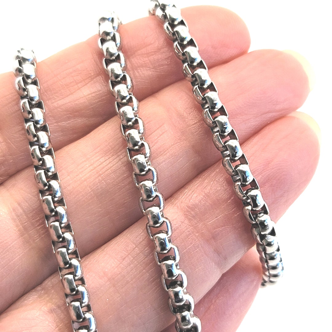 Box Chain, 4mm, Stainless Steel Venetian Chain, Bulk Jewelry Making ...