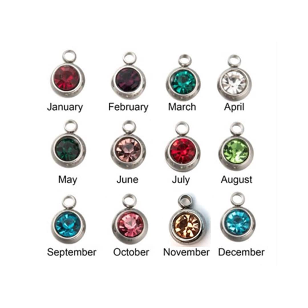Birthstone Charms, 12 Your Color Choice, Stainless Steel Settings ...