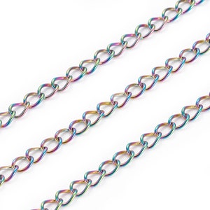 Rainbow Titanium Plated Stainless Steel Twist Chain, Soldered 4.5x3x0 ...