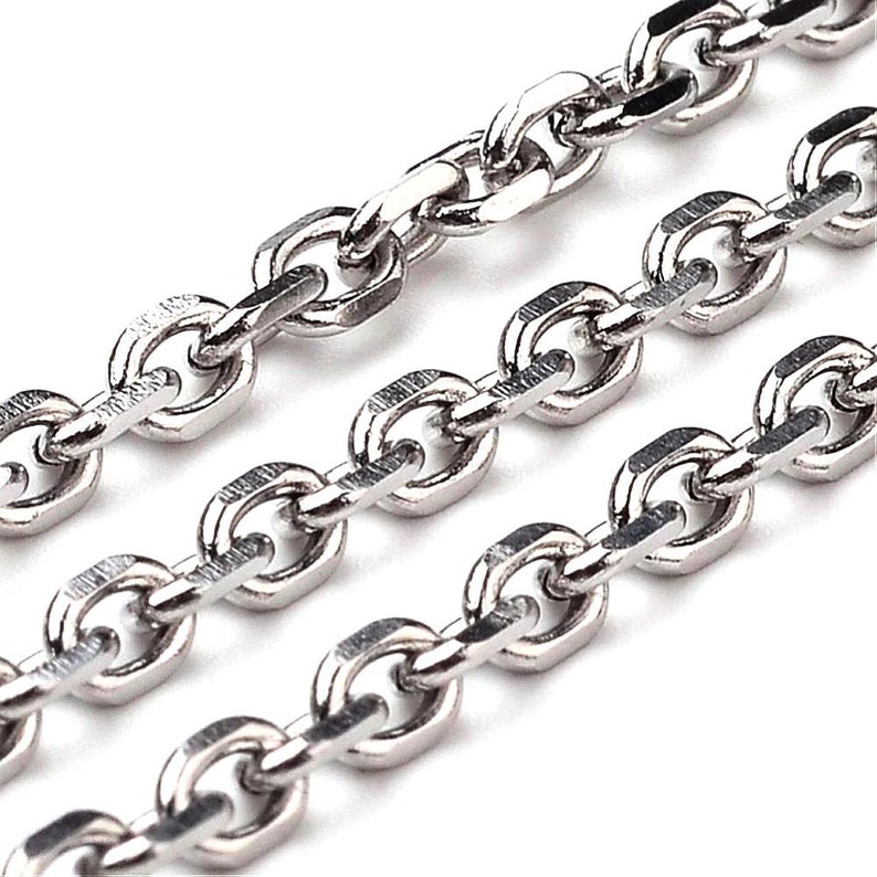 Faceted Stainless Chain, 3.5x2.7x0.8mm Faceted Oval Links, Lot Size 3 ...
