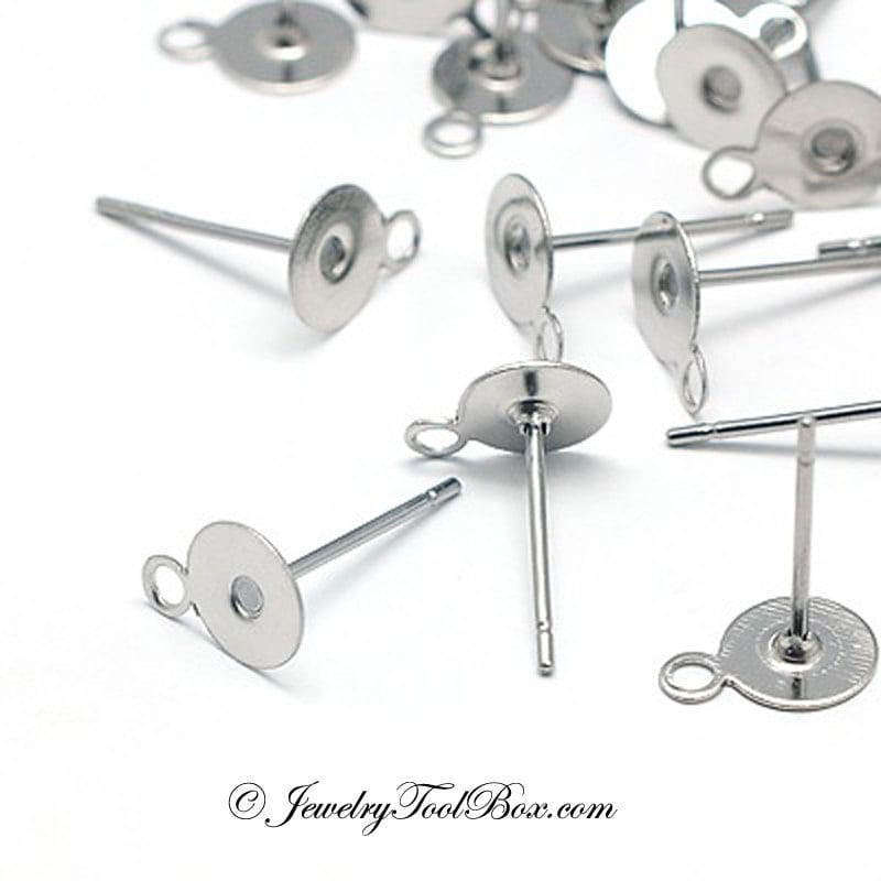Stainless Ear Stud Finding With Loop, 12x6mm, 2mm Closed Loop, 0.6mm ...