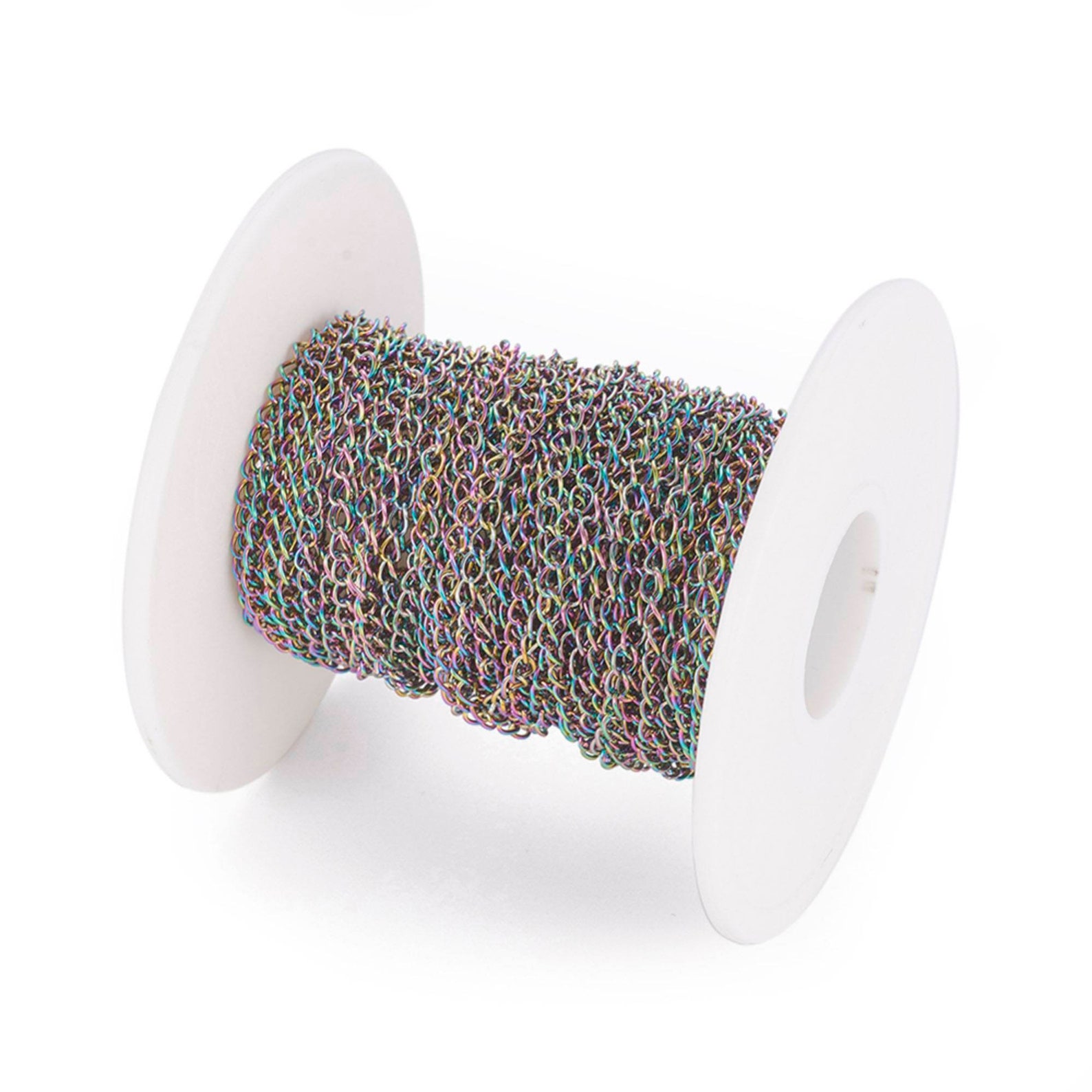 Rainbow Titanium Plated Stainless Steel Twist Chain Soldered | Etsy