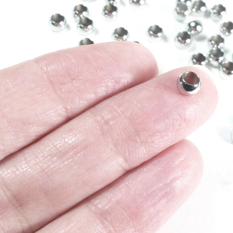 Stainless Steel Beads, 5x3mm, 3mm Large Hole, Hypoallergenic, Non ...