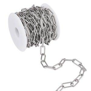 Paperclip Chain, Thick Stainless Steel Jewelry Chain, Large Open Links ...