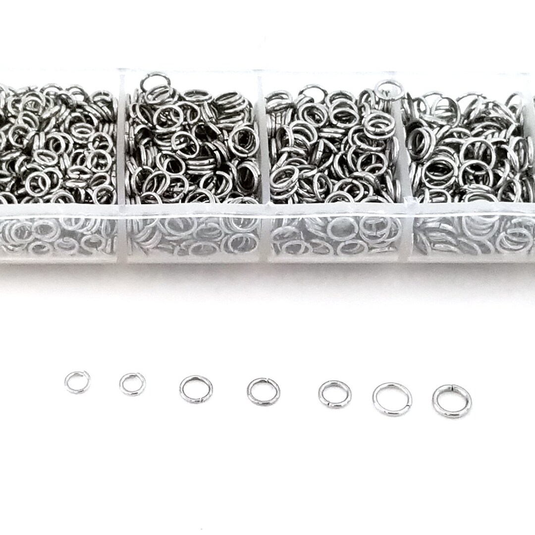 Small Thin Jump Ring Kit, 2500 Assorted Light Duty Stainless Steel, 23 ...