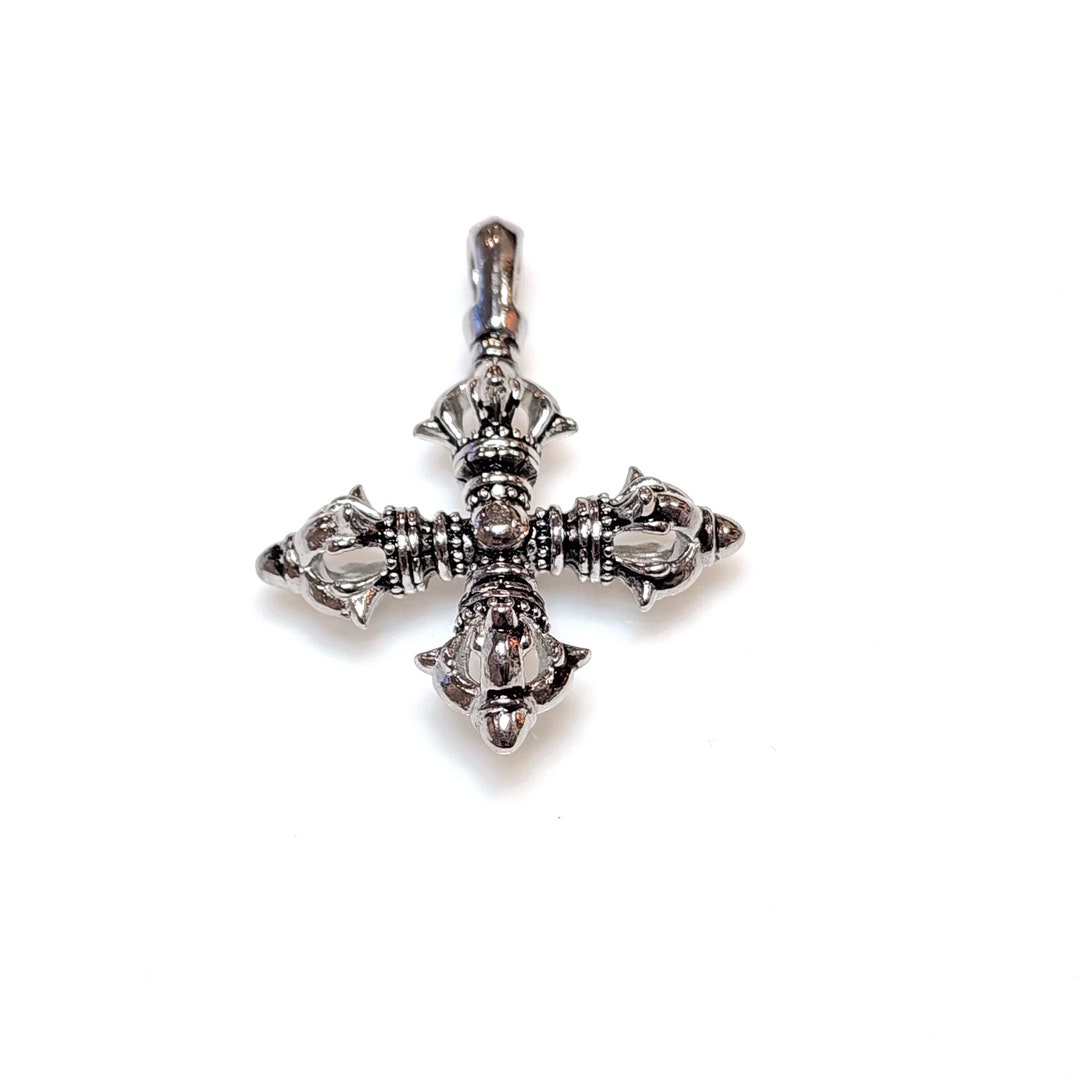 Dorja Vajra Pendant, Stainless Steel Buddhist Symbol Pendant, Antique ...