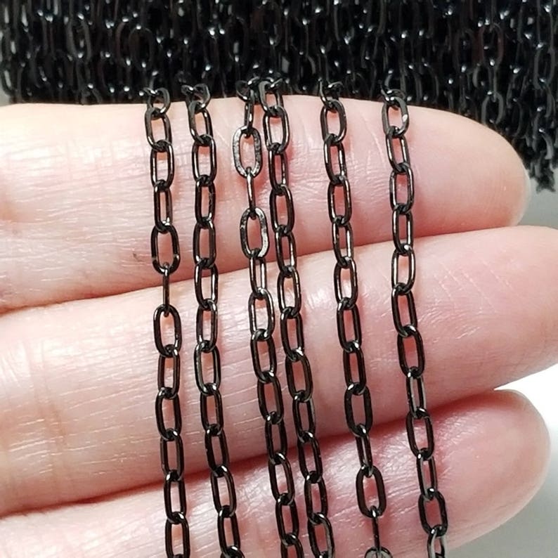 Black Chain Tiny Paperclip Style Stainless Steel 4.5x2.5mm - Etsy