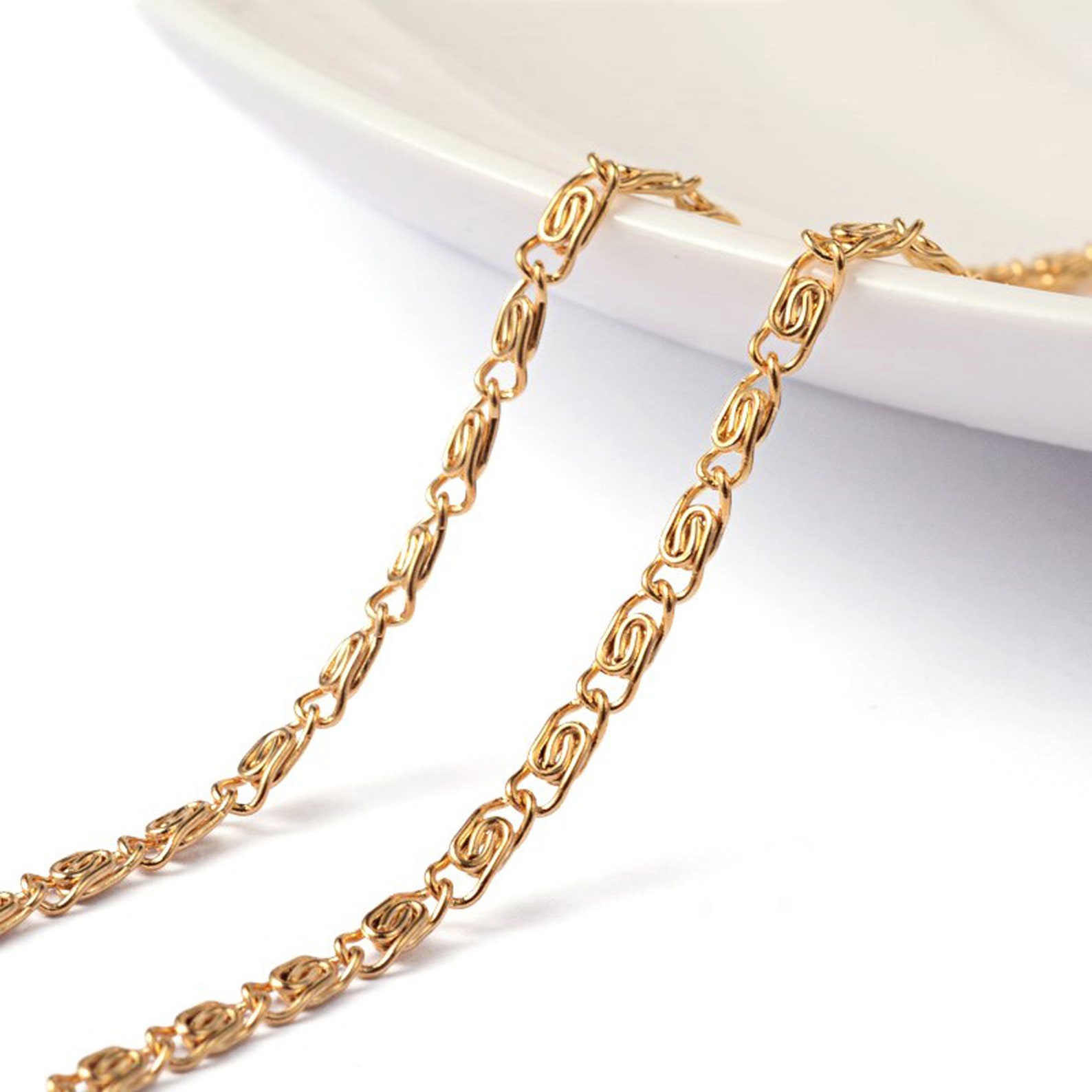 Gold Lumachina Chain Stainless Steel, Tiny 4x1.5mm, 0.8mm Thick ...