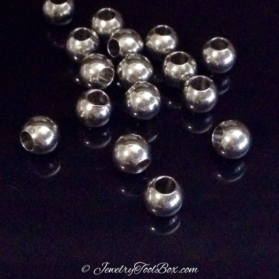 6mm Stainless Steel Beads, Round, 3.0mm Hole, 201 Grade Stainless ...