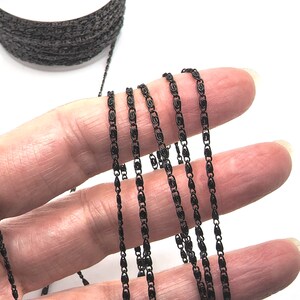 Black Lumachina Chain, Stainless Steel, Tiny 4x1.5mm, 0.8mm Thick ...