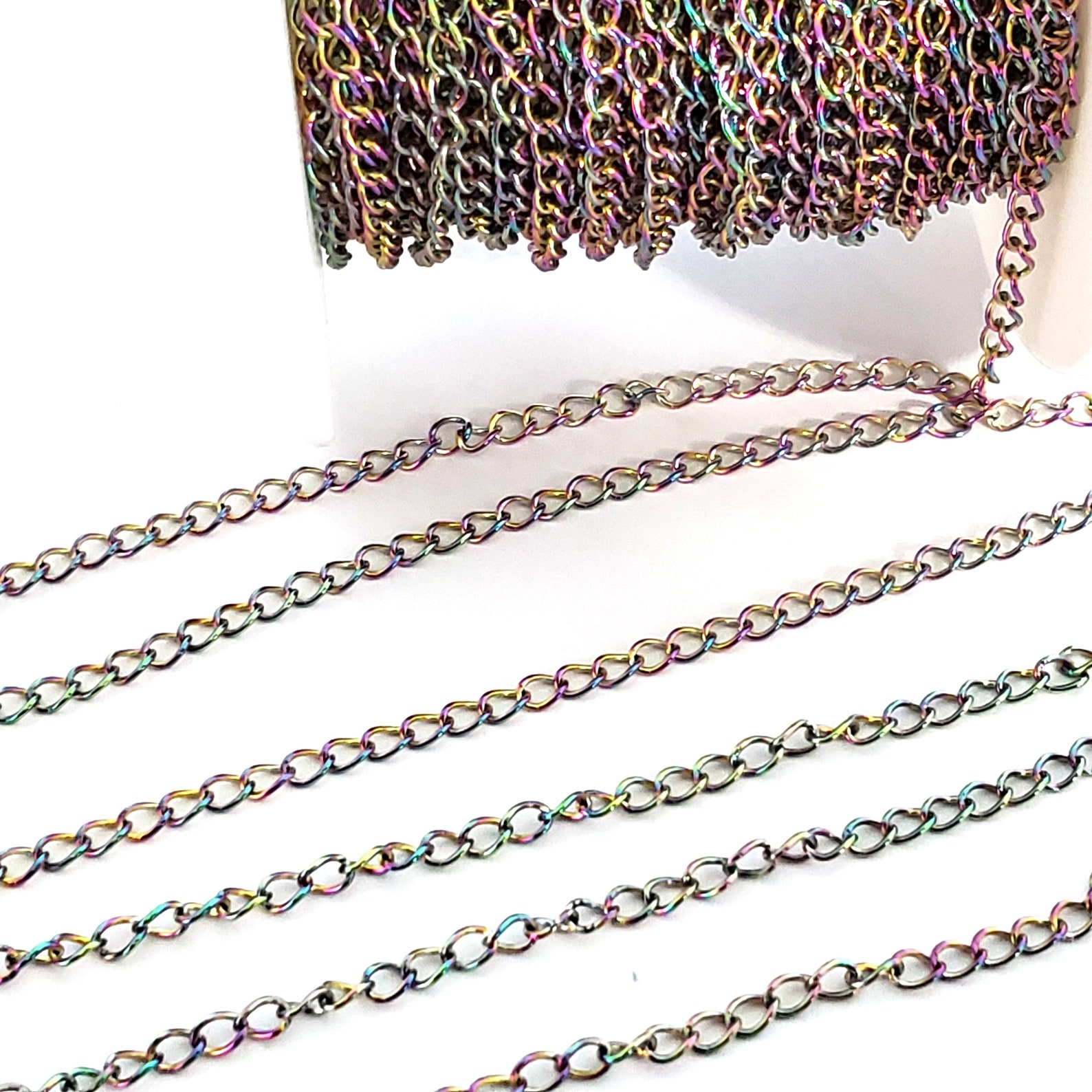 Rainbow Titanium Plated Stainless Steel Twist Chain Soldered - Etsy
