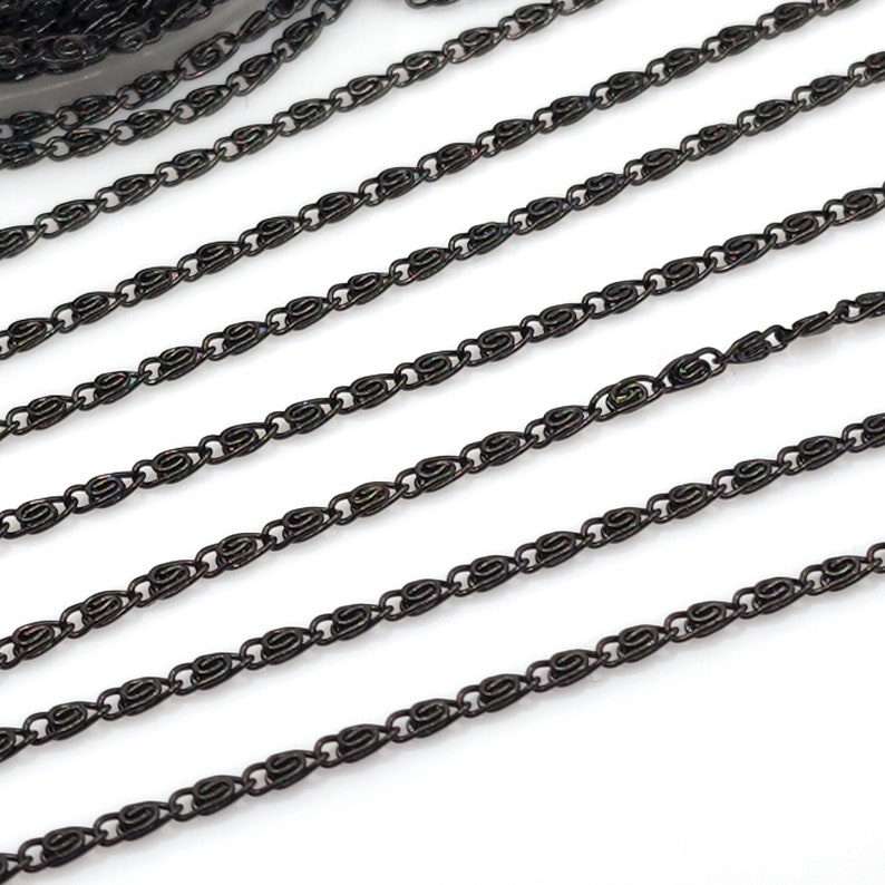 Black Lumachina Chain Stainless Steel Tiny 4x1.5mm 0.8mm - Etsy