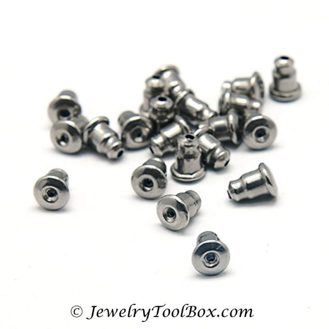 50 Post Ear Nuts, Stainless Steel, Hypoallergenic Steel Earring ...