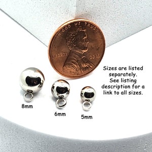 8mm Round Steel Ball Drops, Stainless Steel Metal Charms, 2mm Loop ...