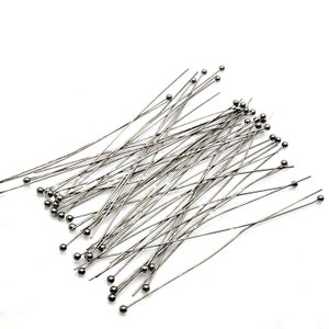 Long Thin Ball Pins, Stainless Steel, 70mm, 2 3/4 Inch, 0.5mm, 24 Gauge ...