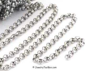 Sterling Silver Rolo Chain 925 Silver O Link Chains - Etsy