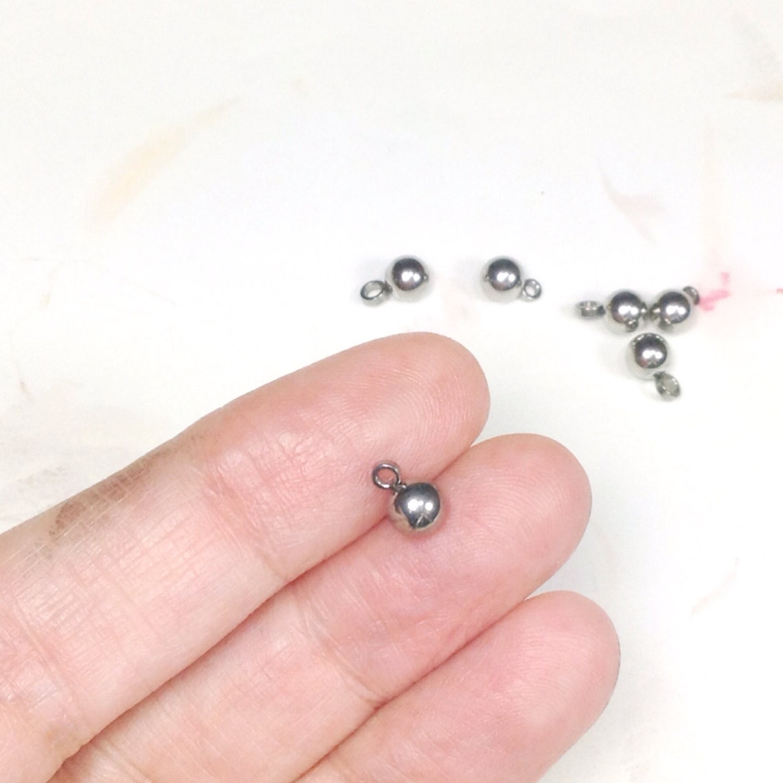 Round Metal Drops 5mm Ball Stainless Steel Charms 2mm Loop | Etsy
