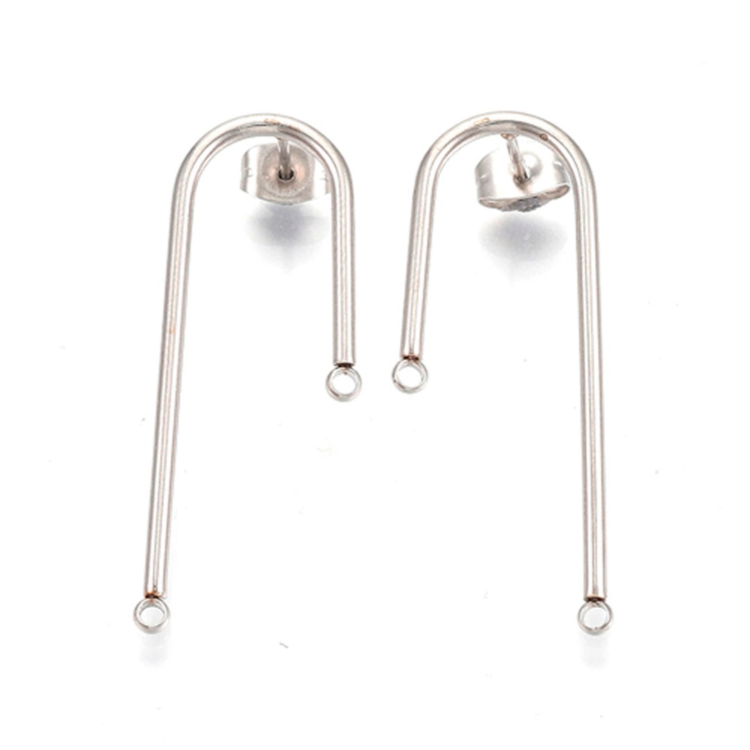 Stainless Ear Posts, Hypoallergenic Steel Earring Findings, 17x15x1.5mm ...