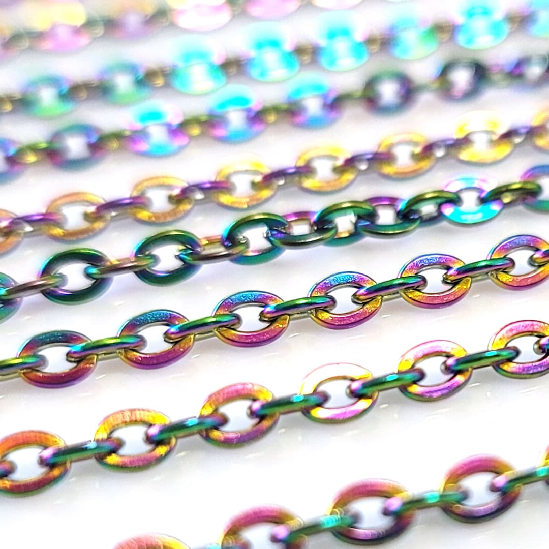 Titanium Stainless Steel Jewelry Chain, 3x4mm Oval Open, Flattened ...