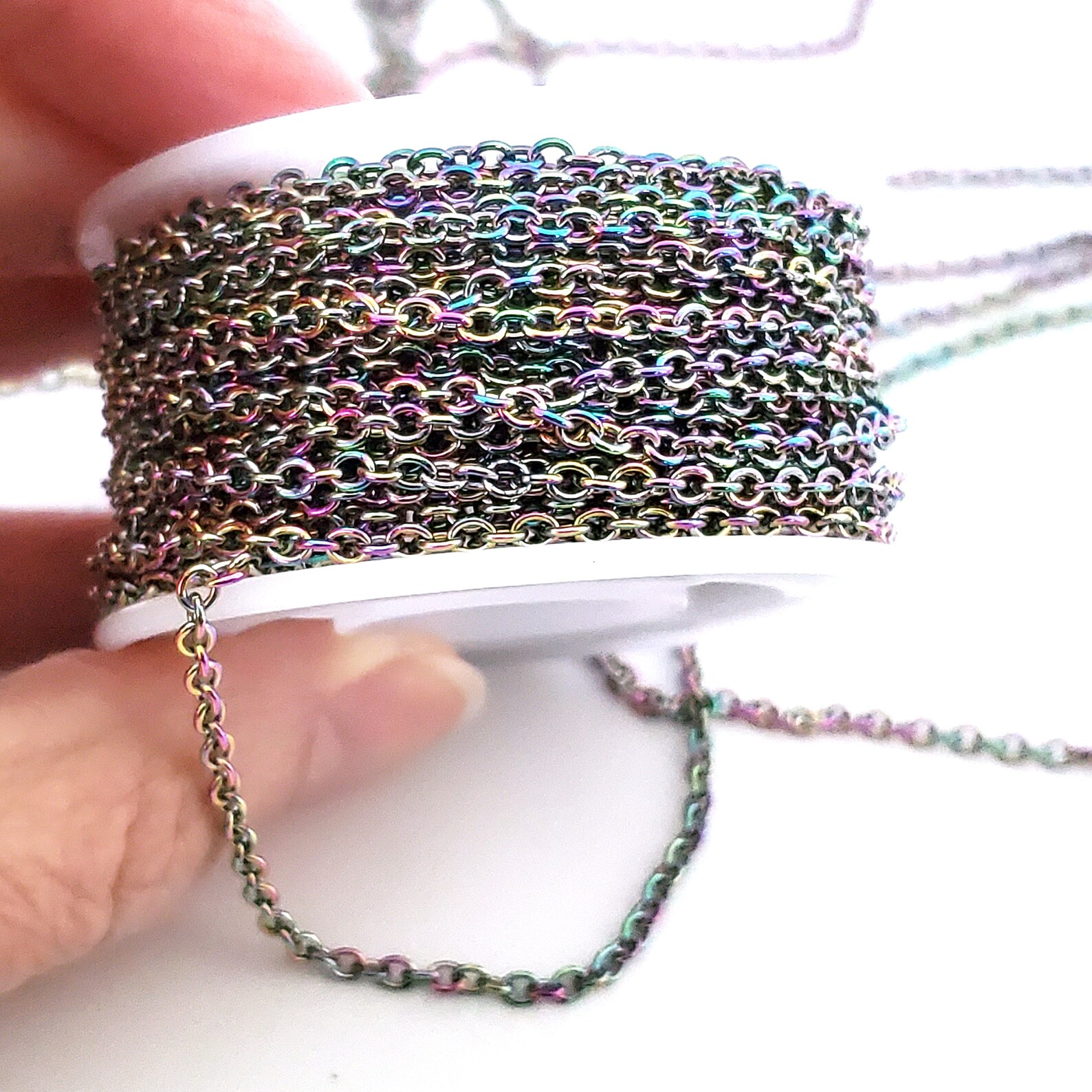 Rainbow Titanium Plated Stainless Steel Chain 2x2mm Oval - Etsy