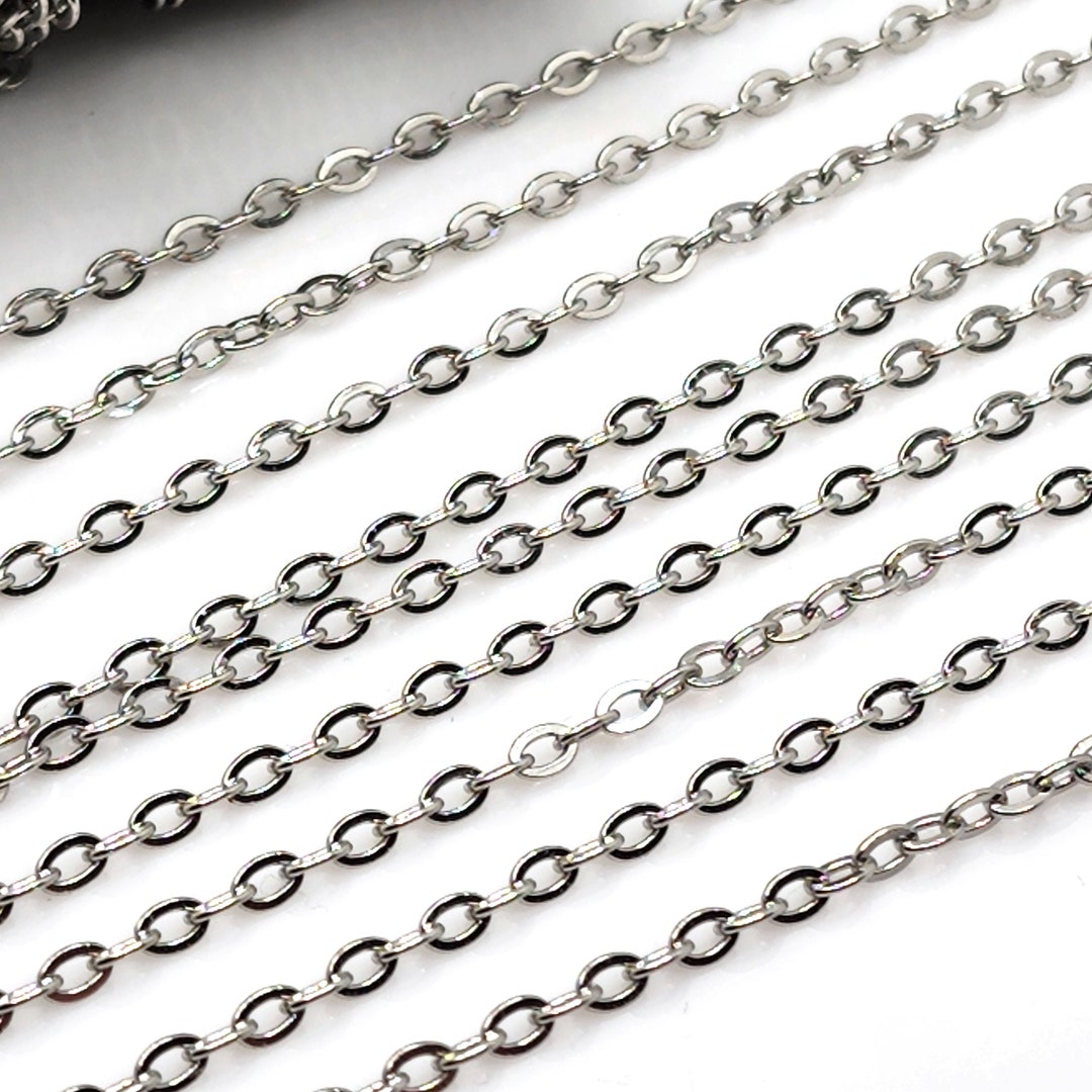 Stainless Steel Chain, 2.5x3.5mm Flat Oval Closed Links, Hypoallergenic ...