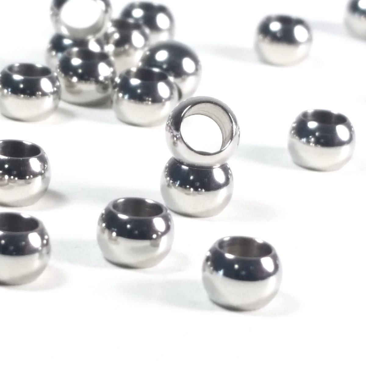 Stainless Steel Beads 5x3mm 3mm Large Hole Hypoallergenic | Etsy