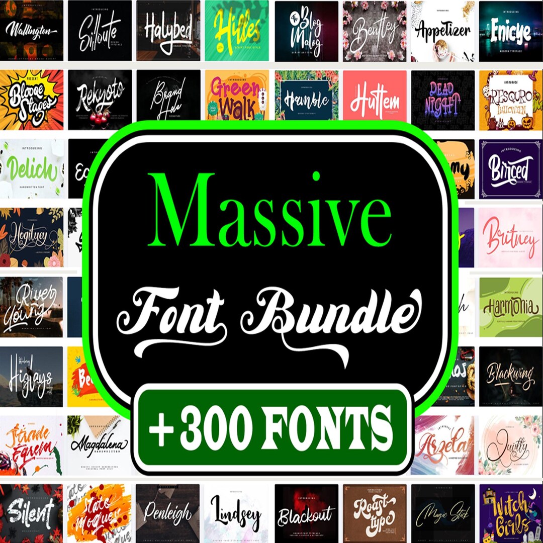 300 Font Bundle for Cricut, Calligraphy Script Fonts Pack, Handwritten ...