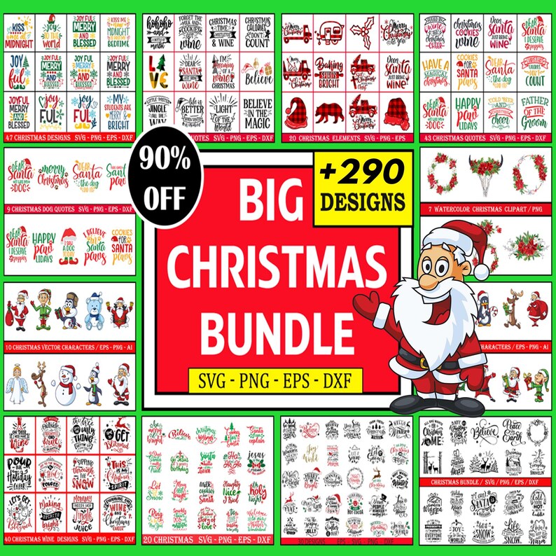 Big Christmas SVG Bundle, Winter Svg, Mery Christmas Svg, Santa Svg ...