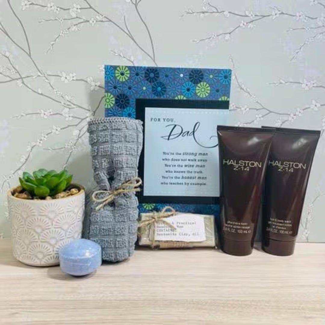 Dads Birthday Gift Set: Halston Z-14 Scented Soap, Bath Bomb and Card ...