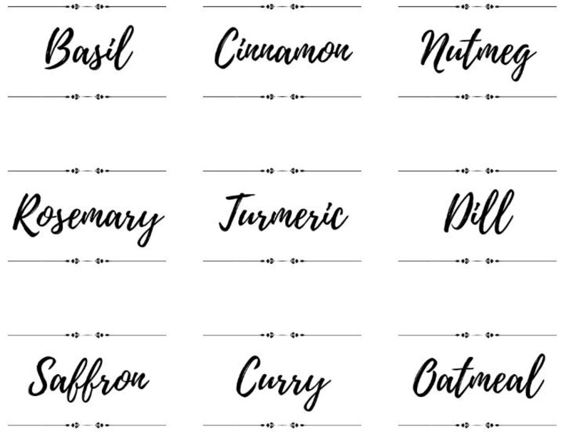 Farmhouse Kitchen Labels: Black & White Spice Jar Stickers (PDF ...