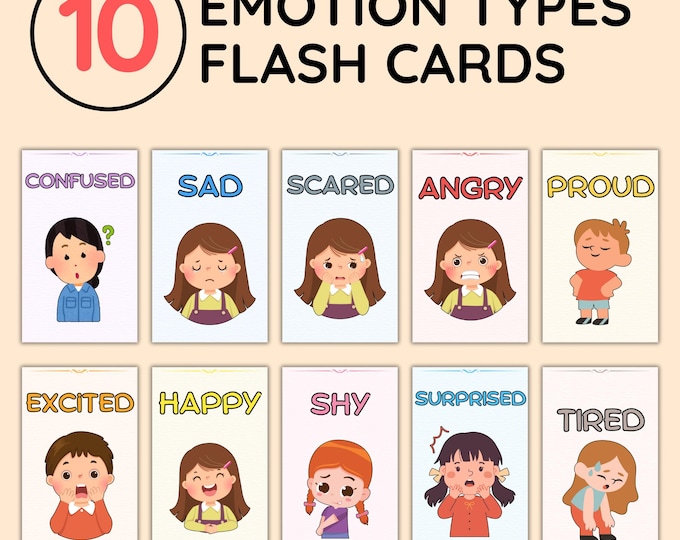 Printable Emotions Flash Cards | Learn the Feelings | Therapy Journal ...