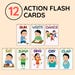12 Action Flash Cards, Common Verbs for Kids, Toddler Learning ...