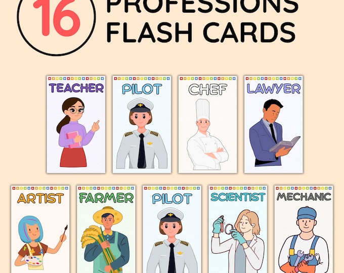 Printable Professions Flashcards for Kids | Montessori Career Learning ...