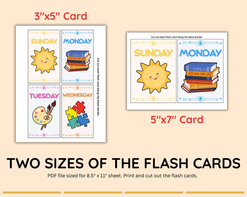 Days of the Week Flash Cards, 7 Days, Printable Flashcards for Kids ...