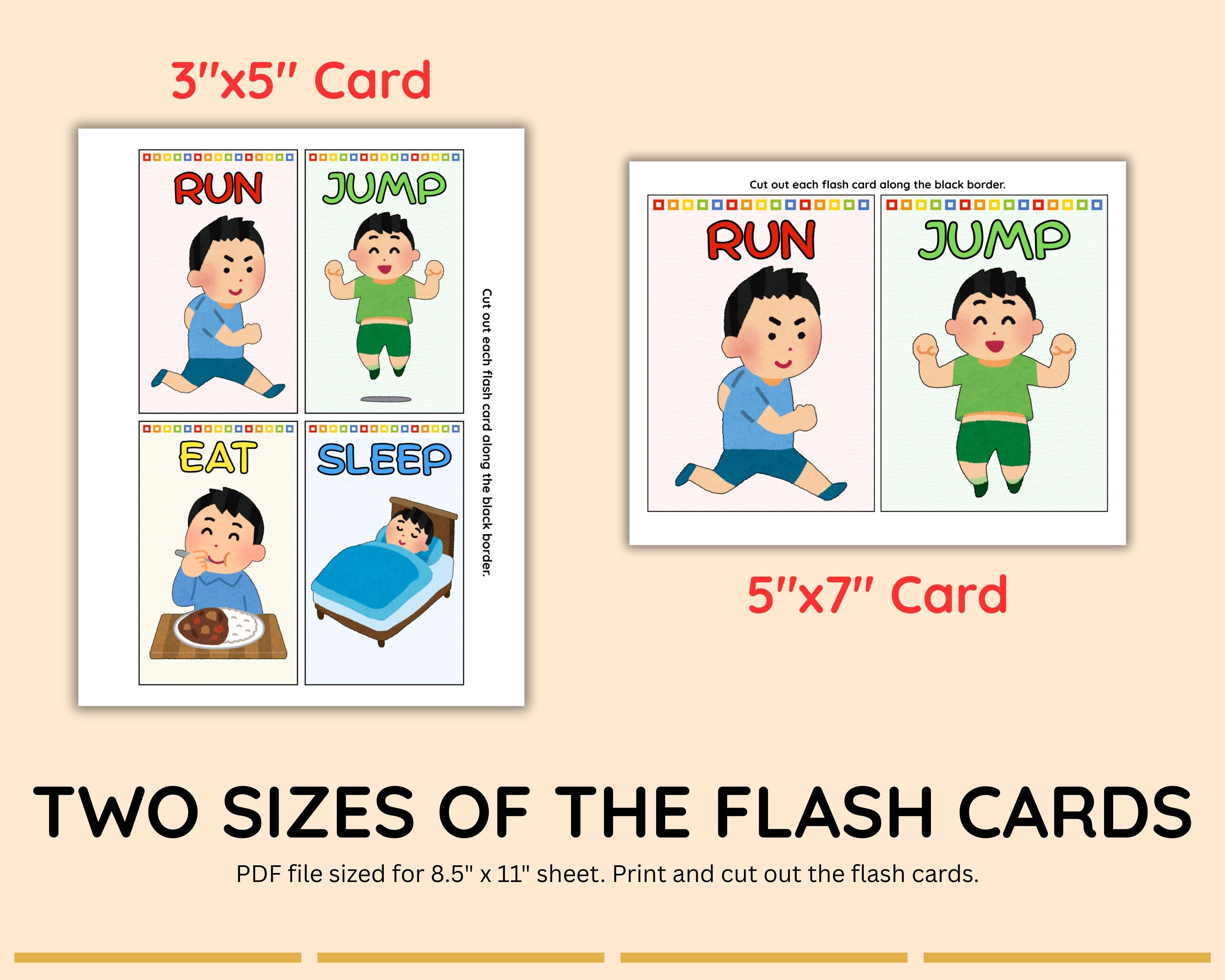 12 Action Flash Cards, Common Verbs for Kids, Toddler Learning ...