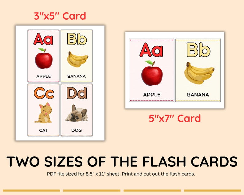 26 ABC Flash Cards, Alphabet A–Z, Educational Learning Cards, Kids ...