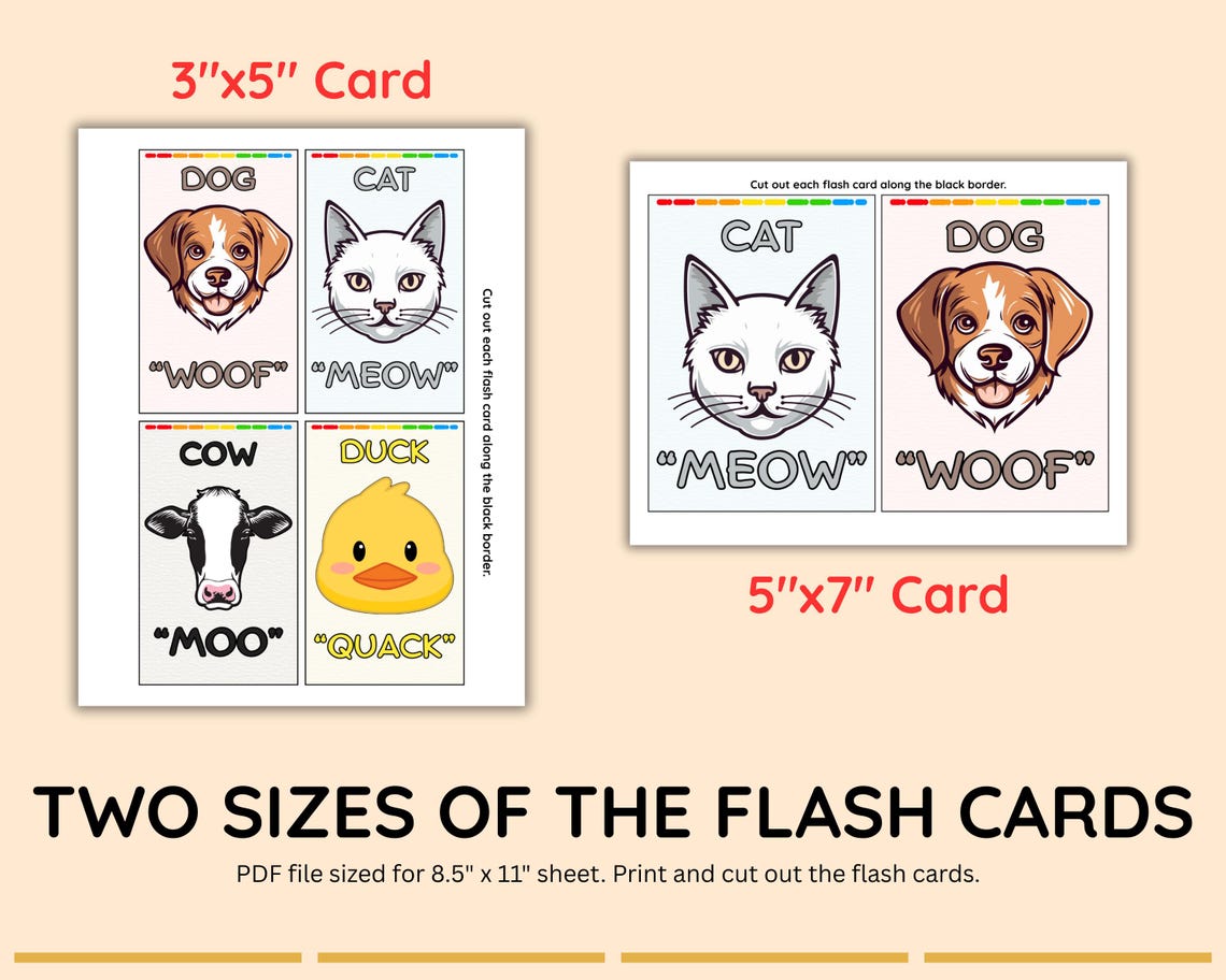 16 Animal Sounds Flash Cards, Farm & Wild Animals, Animal Sounds ...