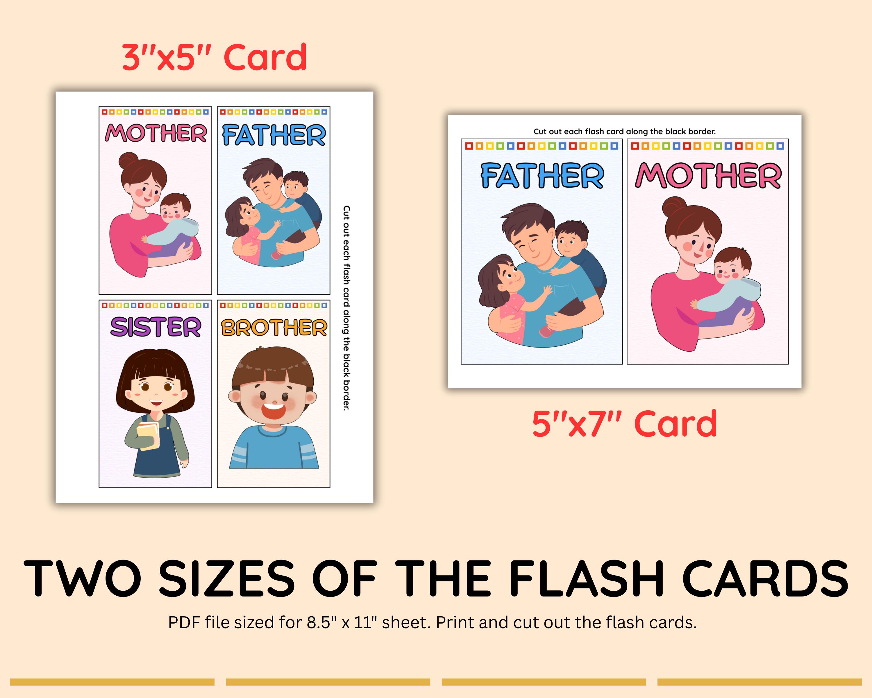 10 Family Flash Cards, Common Family Members for Kids, Toddler Learning ...