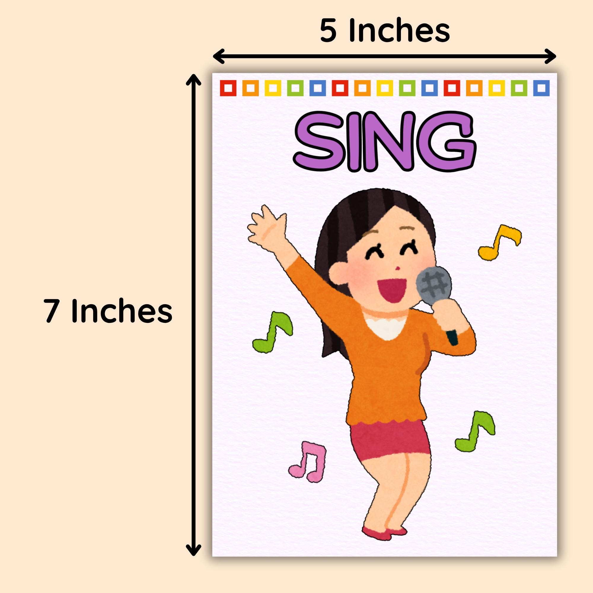 12 Action Flash Cards, Common Verbs for Kids, Toddler Learning ...