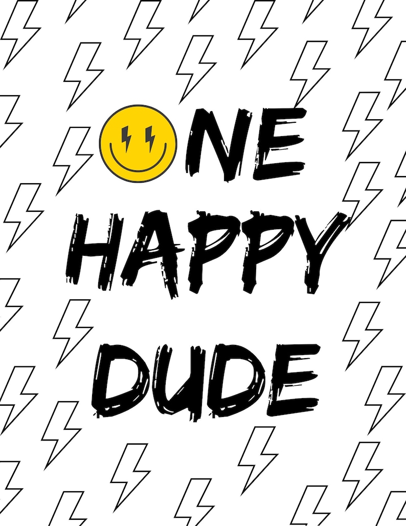 Smiley Face Lightning Bolt Birthday Party Decor: One Happy Dude - Etsy