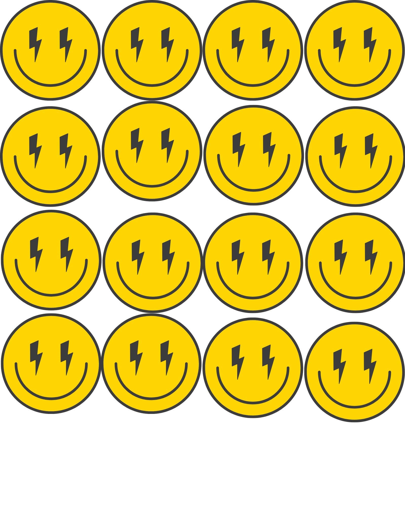 Smiley Face Lightning Bolt Birthday Party Decor: Cupcake Toppers - Etsy